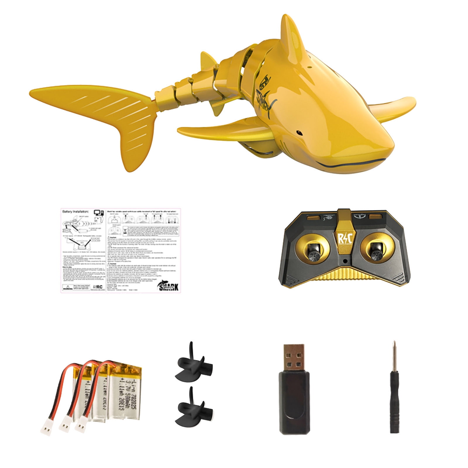 Radio Remote Control Electronic Shark Fish Durable 4 Channel Underwater ...