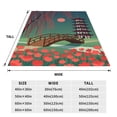 Cherry Blossom Blanket, Japanese Garden Bridge Art For Couch Sofa Bed ...