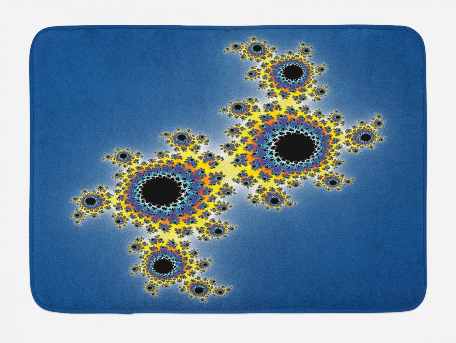 Fractal Bath Mat, Floral Spiral Unusual Modern Pattern with Rotary ...