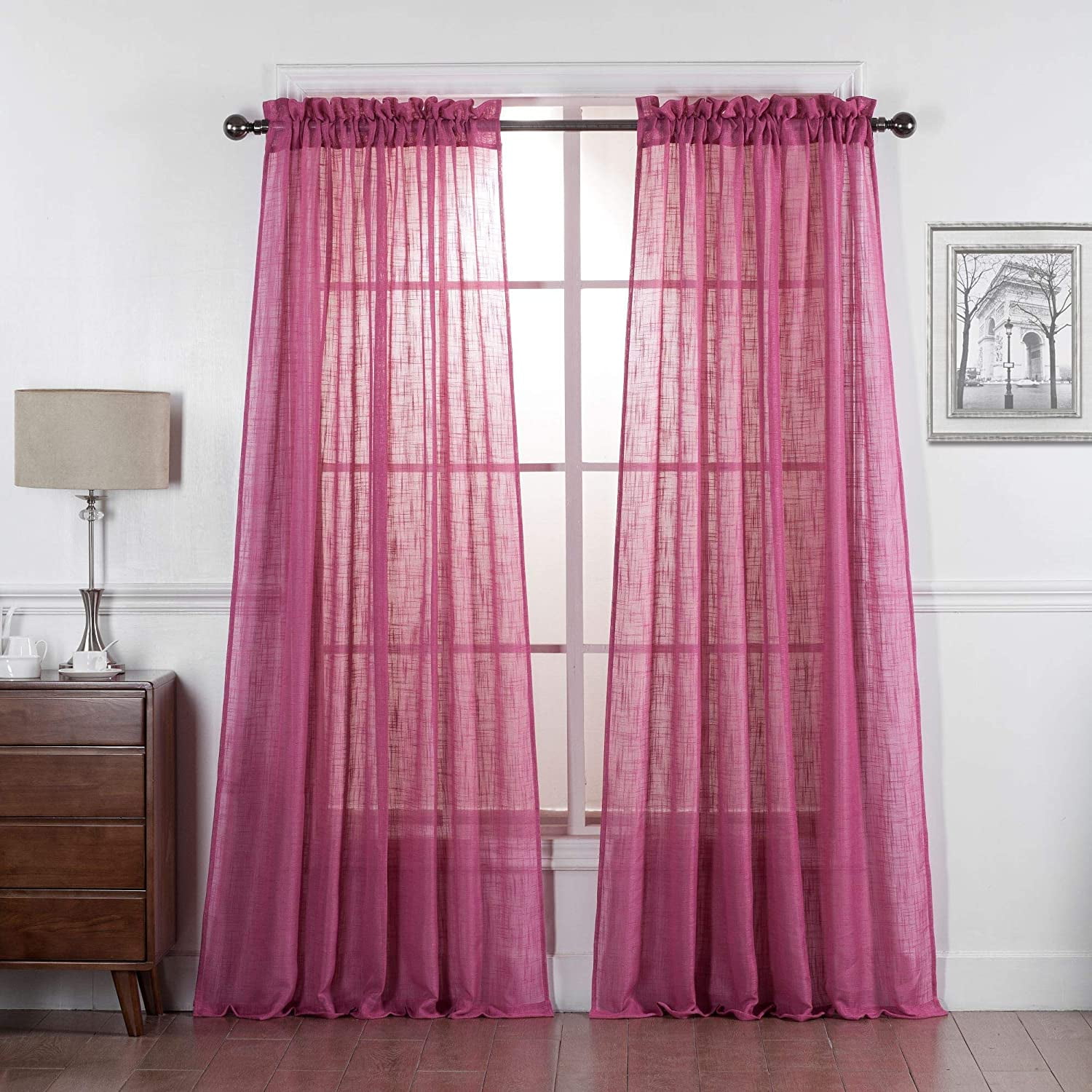 Rooney 2 Panels Natural Linen Textured Window Curtains Set - Rod Pocket ...