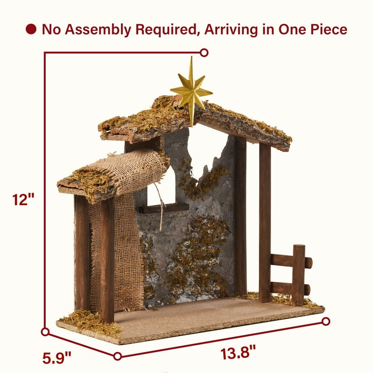 Nativity Stable Creche Nativity Italian-Made Wooden - 12.5x7x8 ...