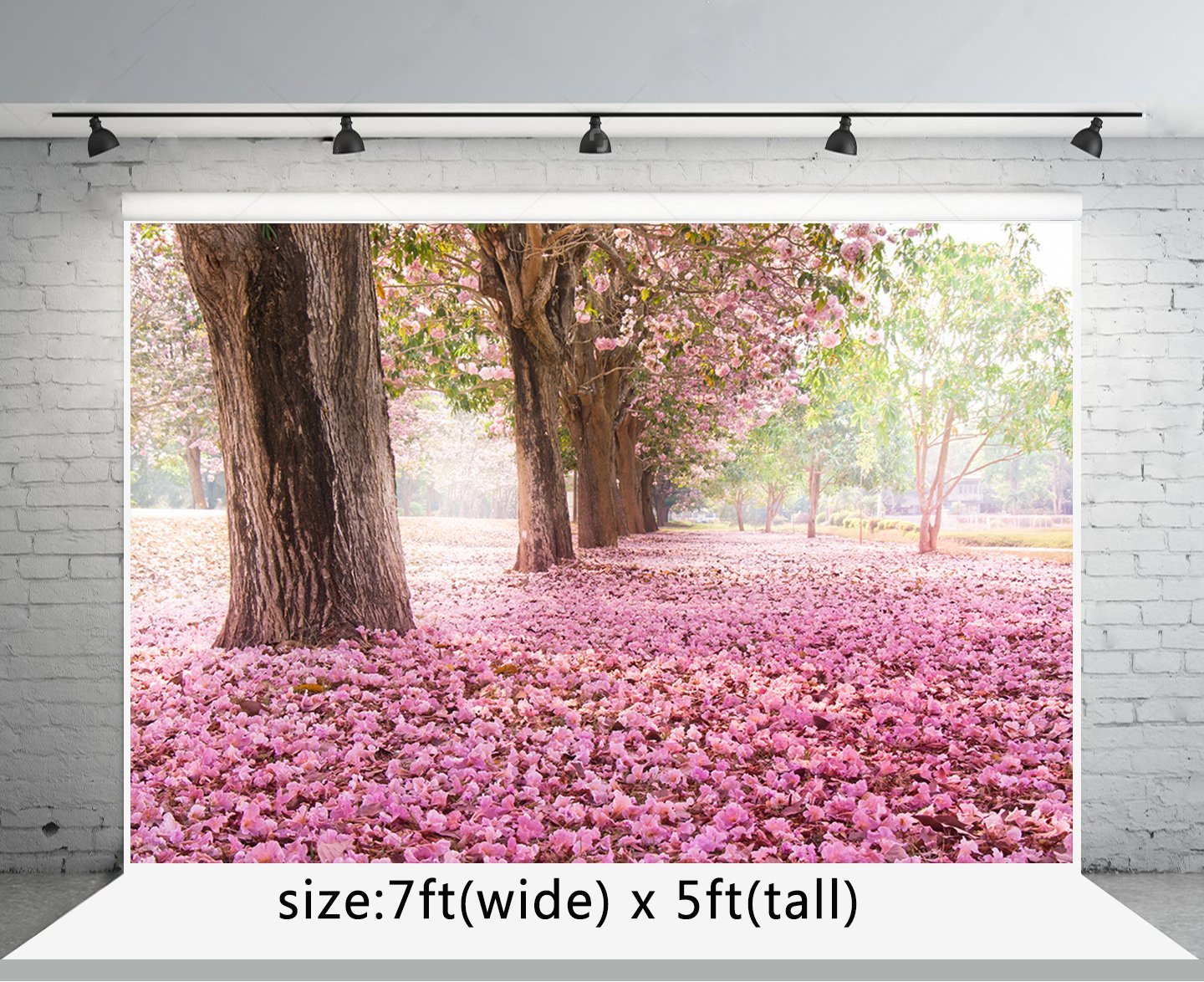 MOHome 7x5ft Pink Flower Backdrops Photography Cherry Blossroms Street ...