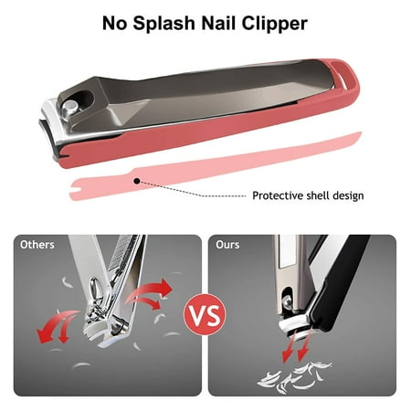 Nail Clipper with Catcher, Slanted Edge Nail Cutting Clippers Stainless ...