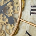 Yosemite Home Decor Large Gilded Round Metal Gear Wall Clock in Gold ...