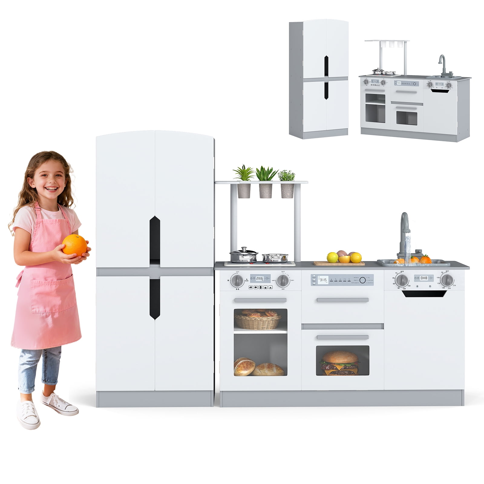 Click here for Gymax 2 Pcs Kids Kitchen Playset W/Fridge Dishwash... prices