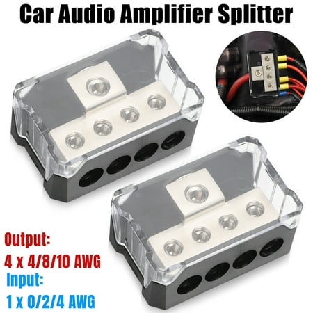 2pcs 4-way Audio Power Distribution Block Ground Wire Splitter T-shaped ...