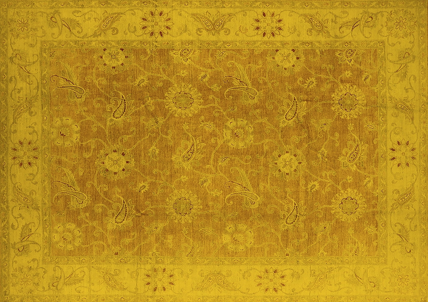 Ahgly Company Indoor Rectangle Oriental Yellow Traditional Area Rugs, 5 ...