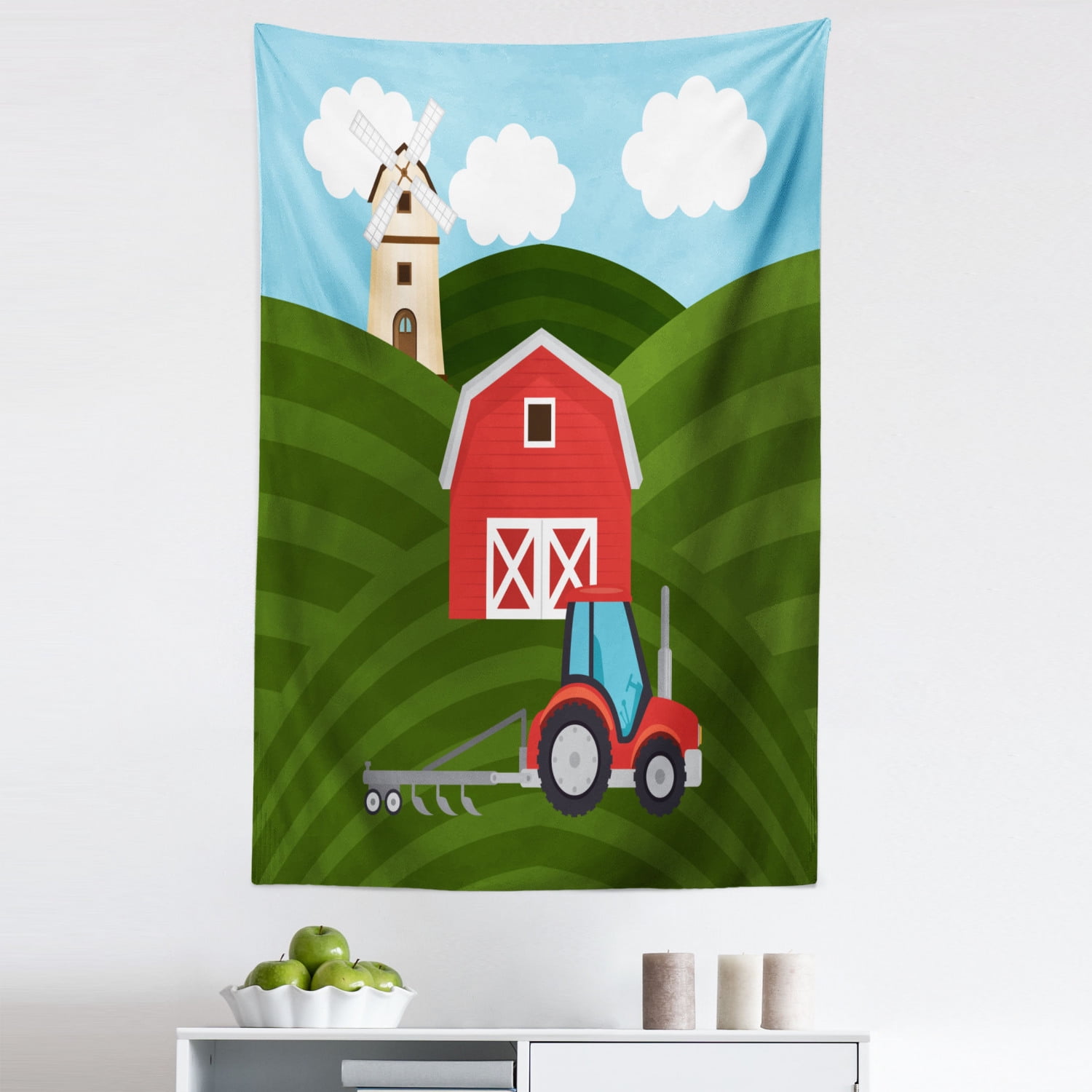 Farmhouse Tapestry, Reaping Machine Sound of the Village Life Turning ...