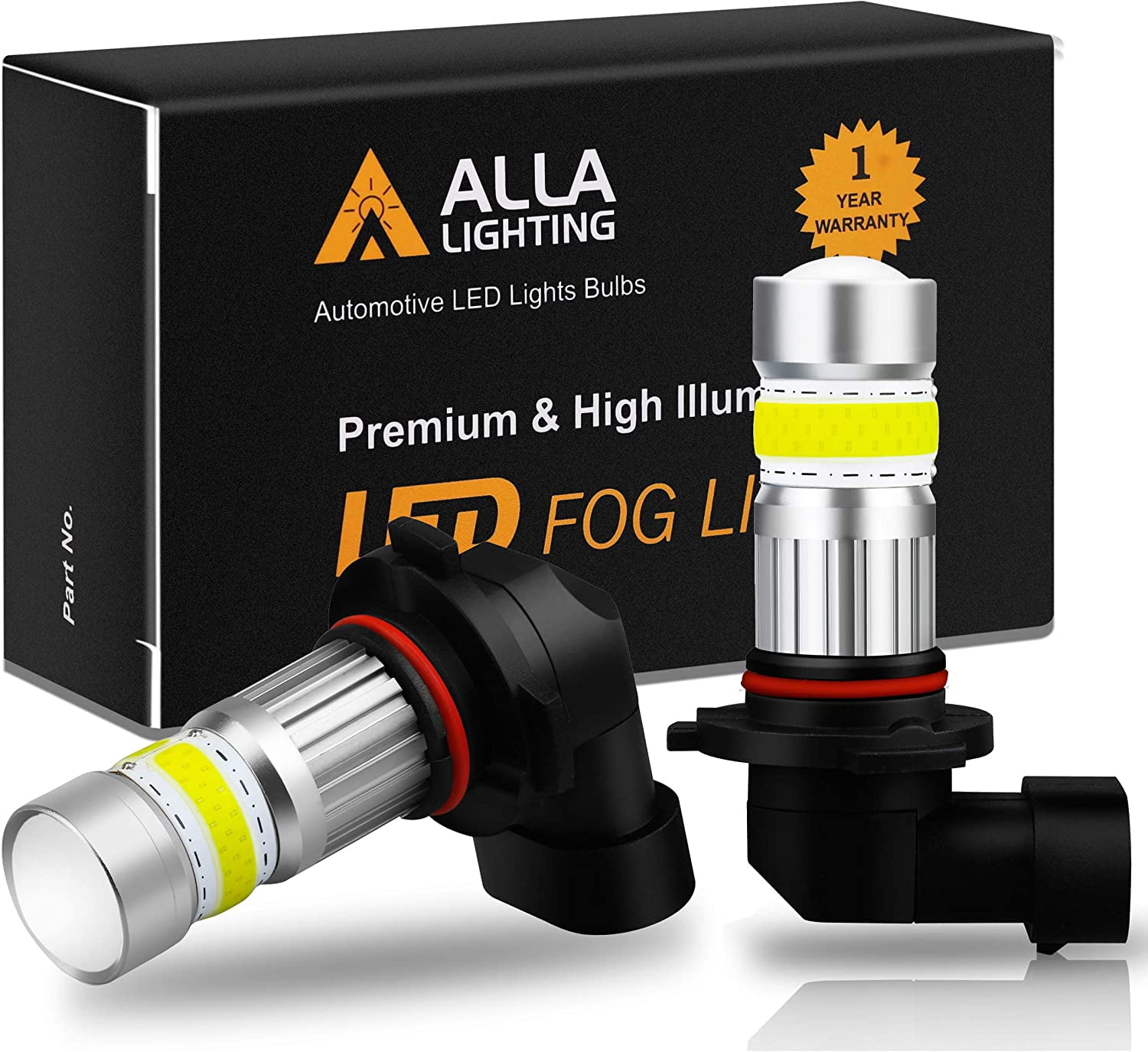 Alla Lighting H10 9145 LED Bulbs, 6000K Xenon White Fog Lights 9040 ...