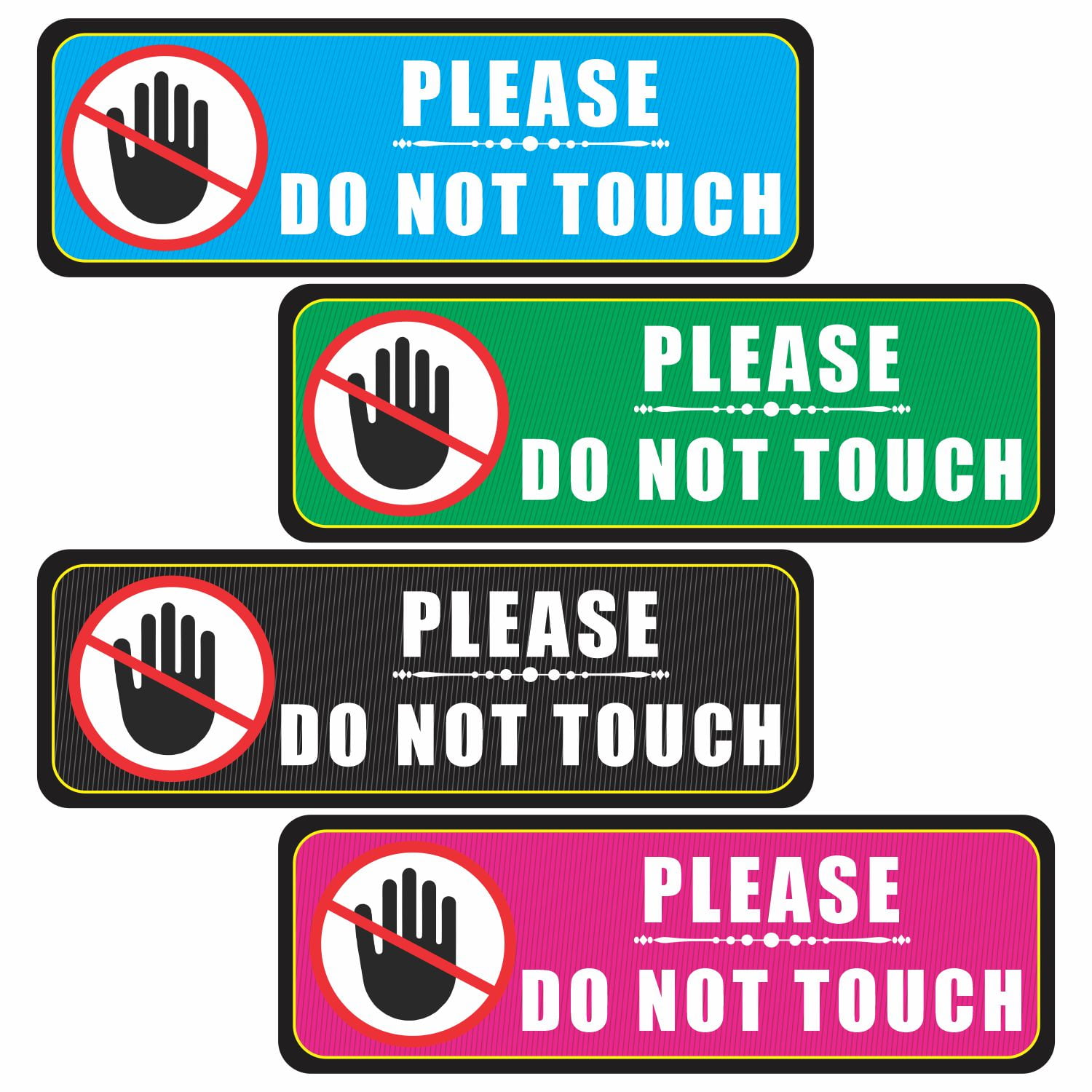 PARTH IMPEX Do Not Touch Sticker - (Pack of 12) 6" x 2" Large Laminated ...