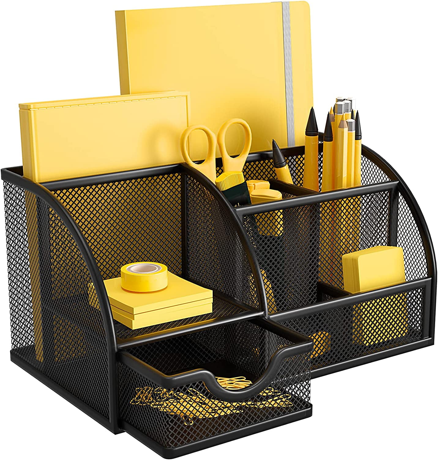 Desk organizer, mesh metal office organizer with drawer and pen holder ...