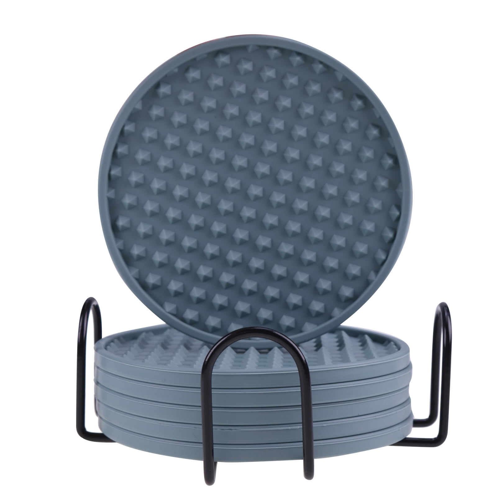 Drink Coasters Set of 6 with Holder, Silicone Coasters Tabletop ...
