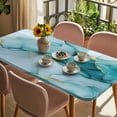 Abstract Marble Texture Fitted Rectangle Tablecloth 32" x 72" Teal ...