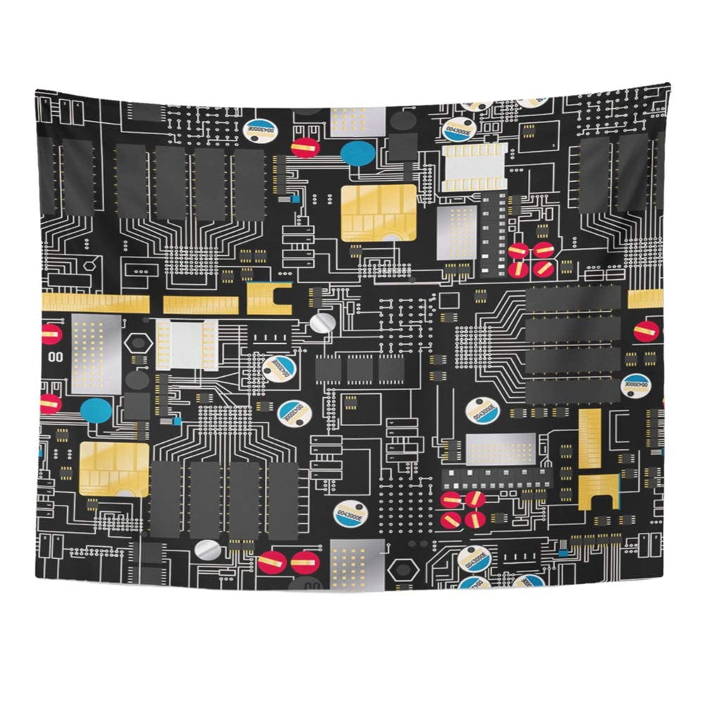 ZEALGNED Silver ASCII Circuit Board with Components and Wires ...