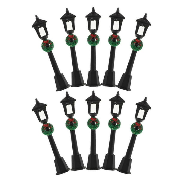 Miniature Street Light Model for Dollhouse Decor Black Plastic 10Pcs ...