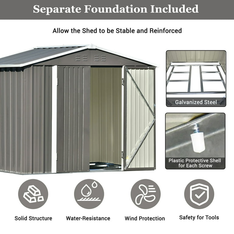 Outsunny 8x7 FT Outdoor Storage Shed, Galvanized Steel, 47% OFF