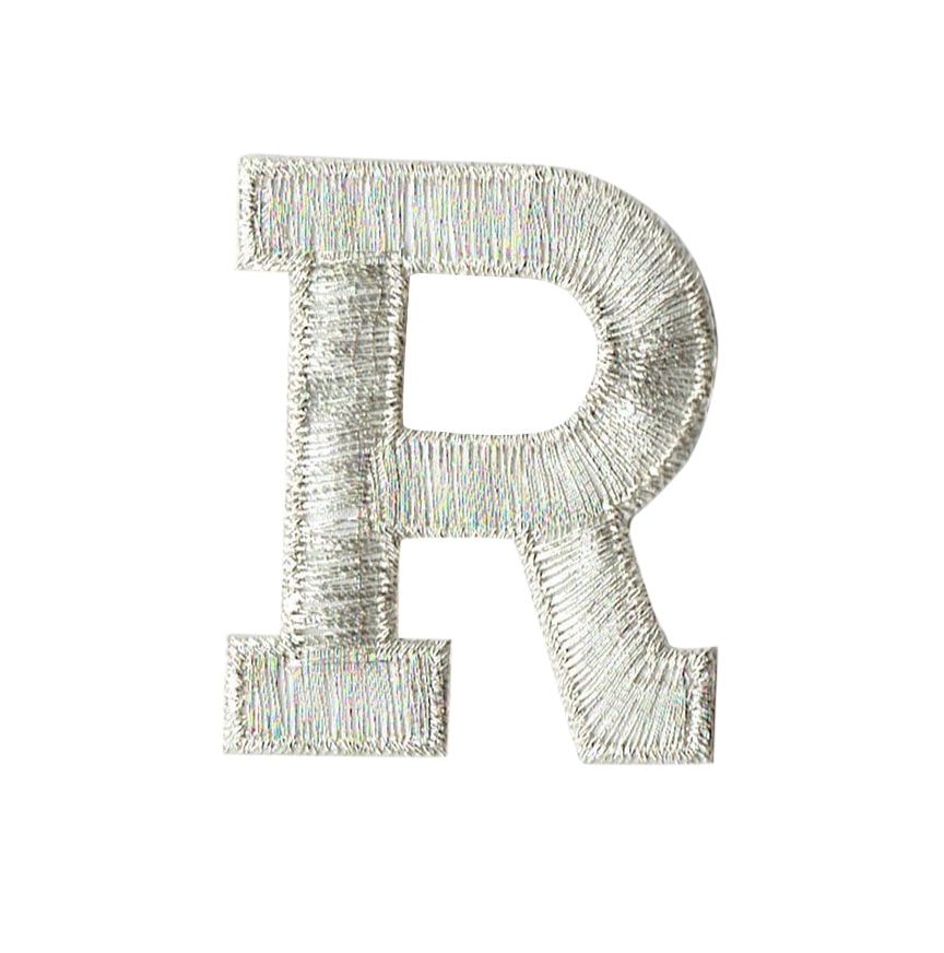 Alphabet Letter - R - Color Silver - 2" Block Style - Iron On ...