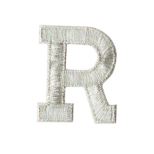 Alphabet Letter - R - Color Silver - 2" Block Style - Iron On ...