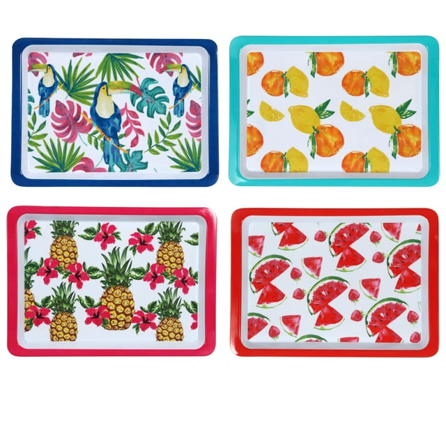 Plastic Serving Trays, Serving Platters 14x10-in. Rectangular Reusable ...