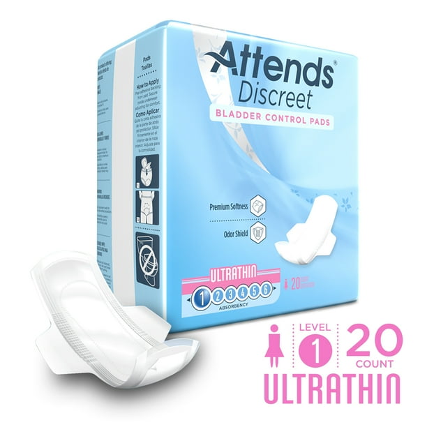 Attends Discreet Women's Ultra Thin Bladder Control Pads, 9" long ...