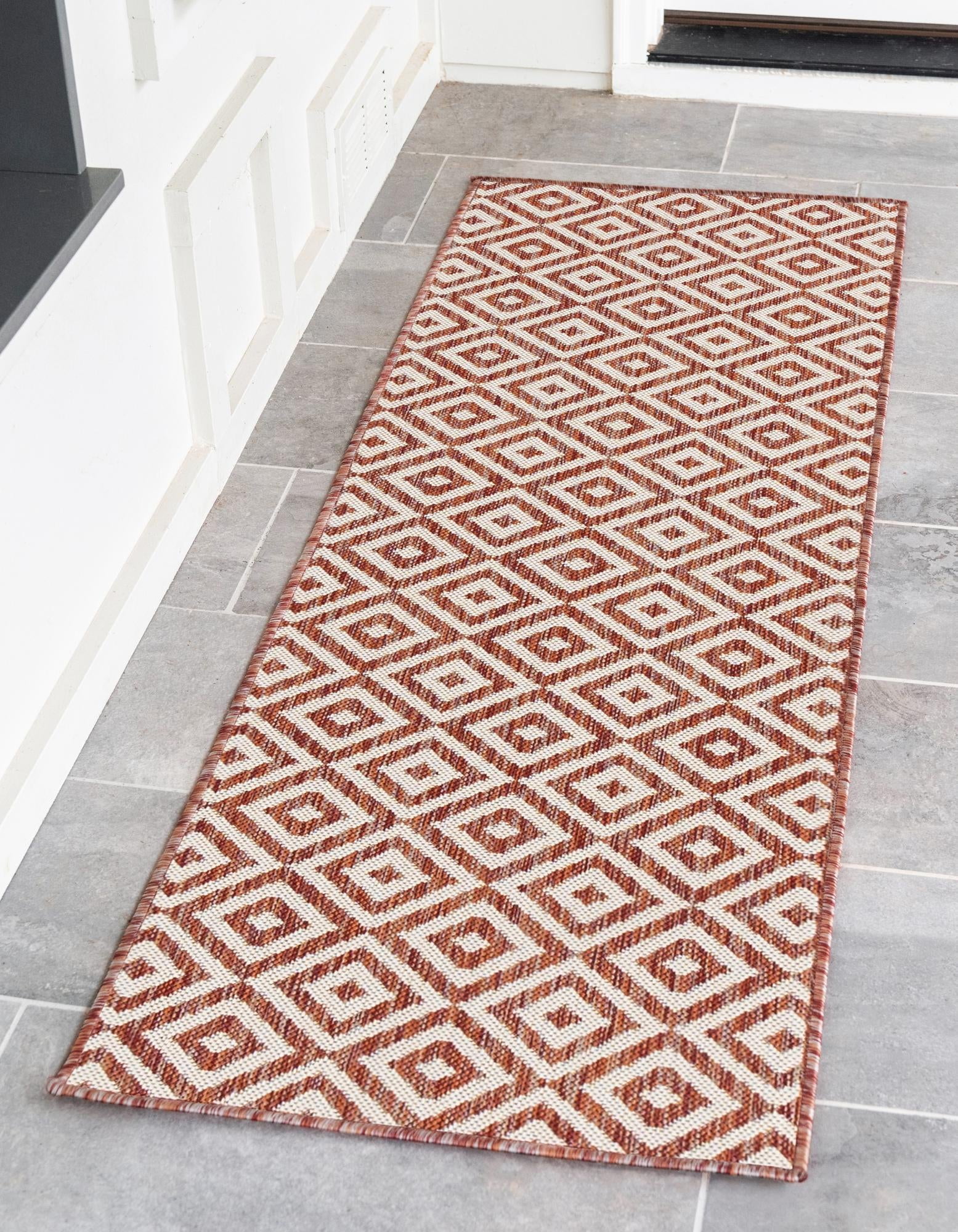 Rugs.com Jill Zarin Outdoor Collection Rug – 2' x 6' Runner Rust Red ...