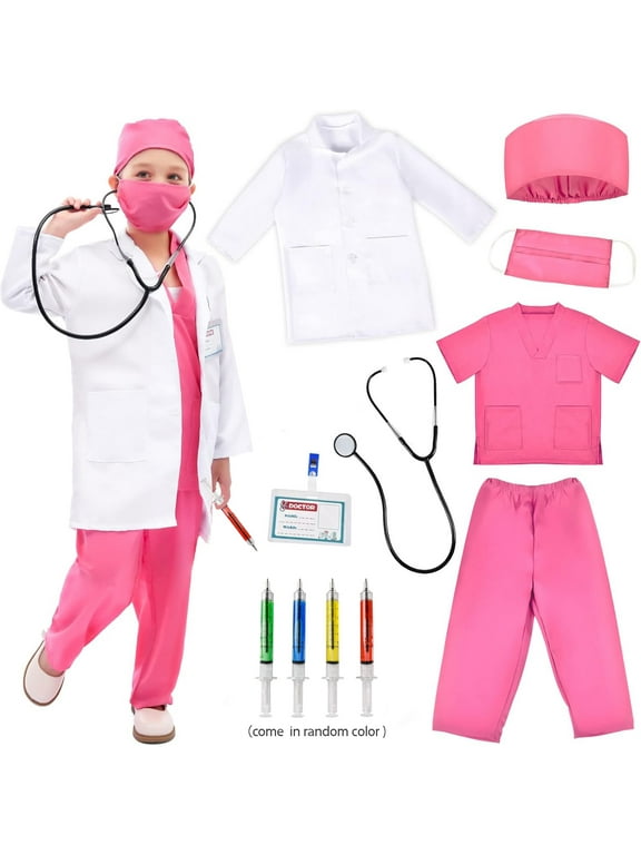 Dress Up America Kids Doctor Scrubs Costume - Pink Toddler Pretend Play ...