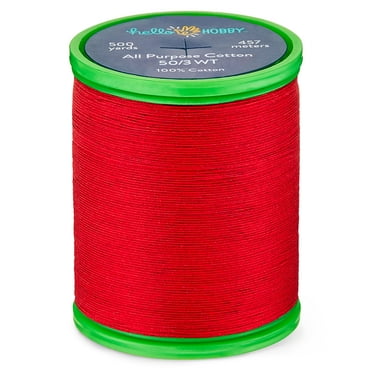 Hello Hobby Chinese Red 100% Pima Cotton Quilting Thread, 50/2 WT, 5000 ...