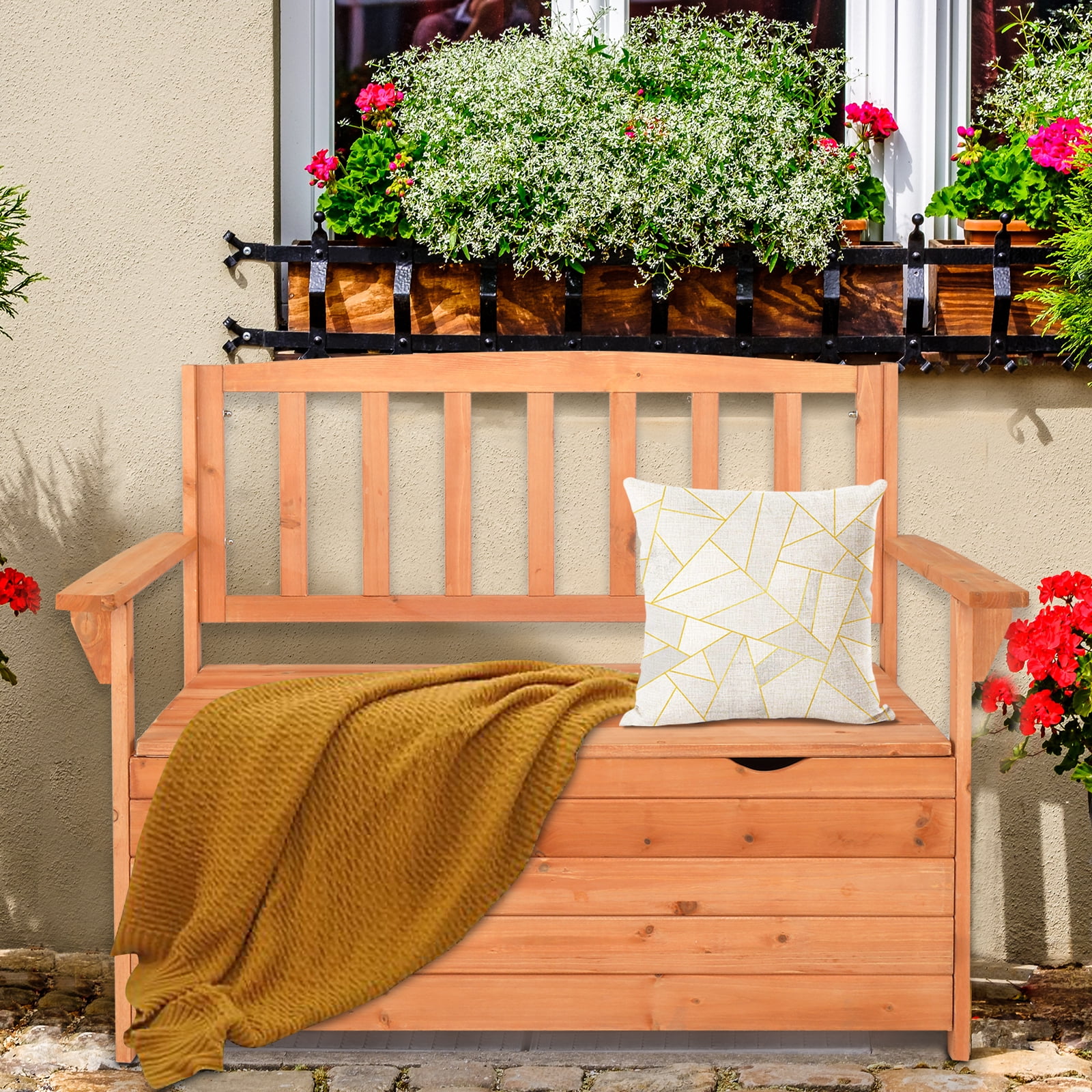 Garden cushion storage bench store
