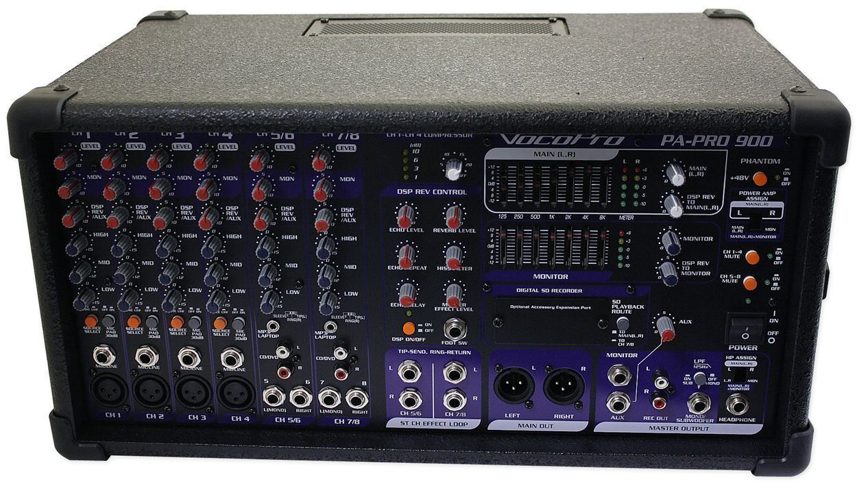 Vocopro PA-PRO-900 900 Watt Powered Active Professional Karaoke Mixer ...