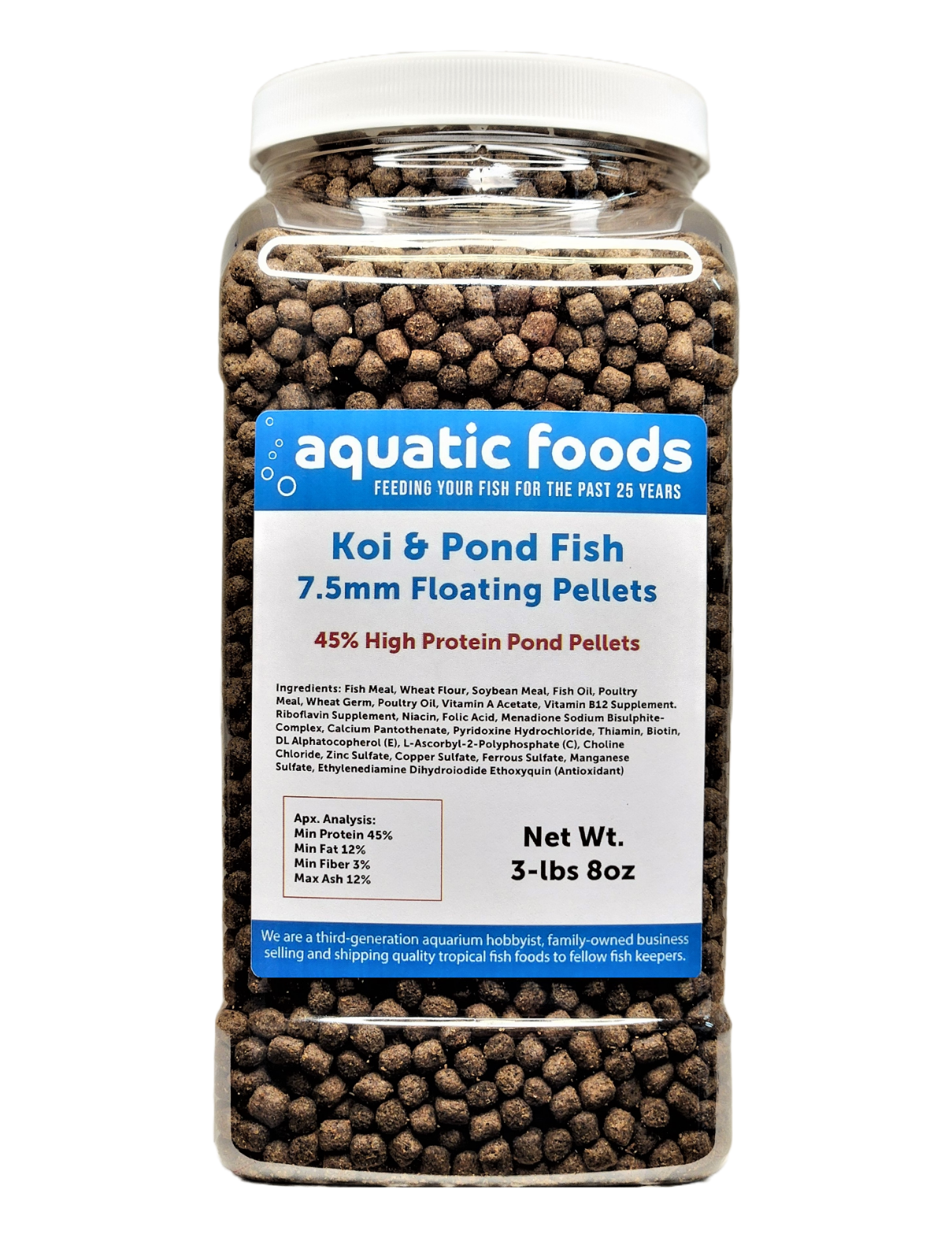 Koi and Pond Fish Pellet Food, 45% Protein 7.5mm Floating Koi Pond ...