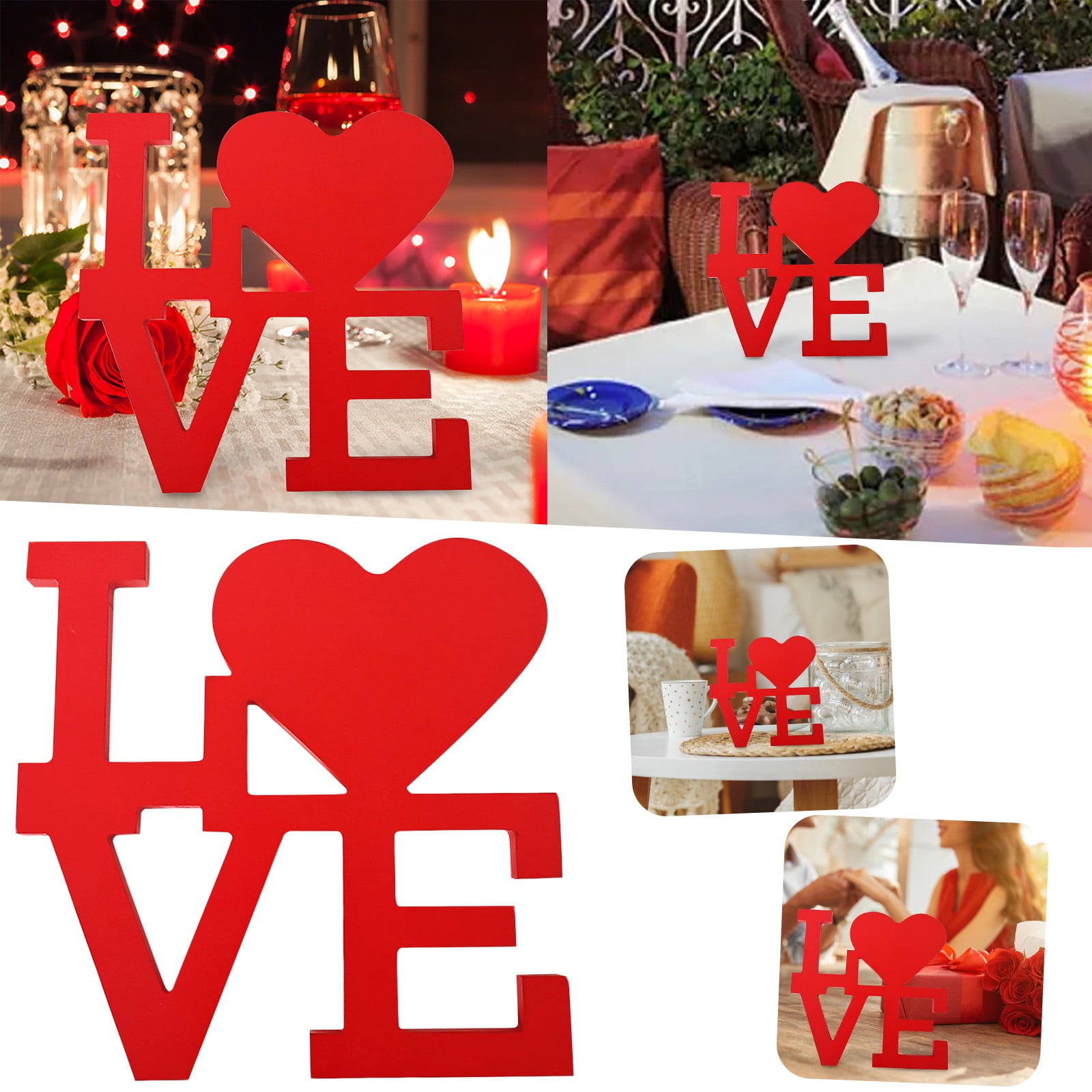 Buy Wooden Letter LOVE Table Top Freestanding Sign Decorative Wood LOVE ...