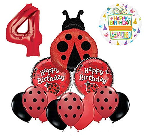 Mayflower Products Ladybug 4th Birthday Party Supplies Balloon Bouquet ...