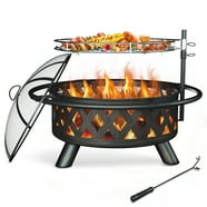 Sunjoy 26 Inch Fire Pit for Outside, Outdoor Wood Burning Firepit with ...