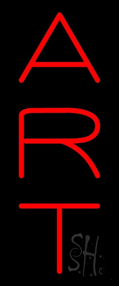 Vertical Red Art 1 LED Neon Sign 15 x 6 - inches, Black Square Cut ...