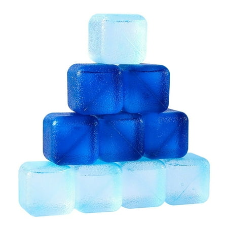 10 Pcs Reusable Blue Ice Cubes PVC Non-melting Ice Cube Food Grade ...