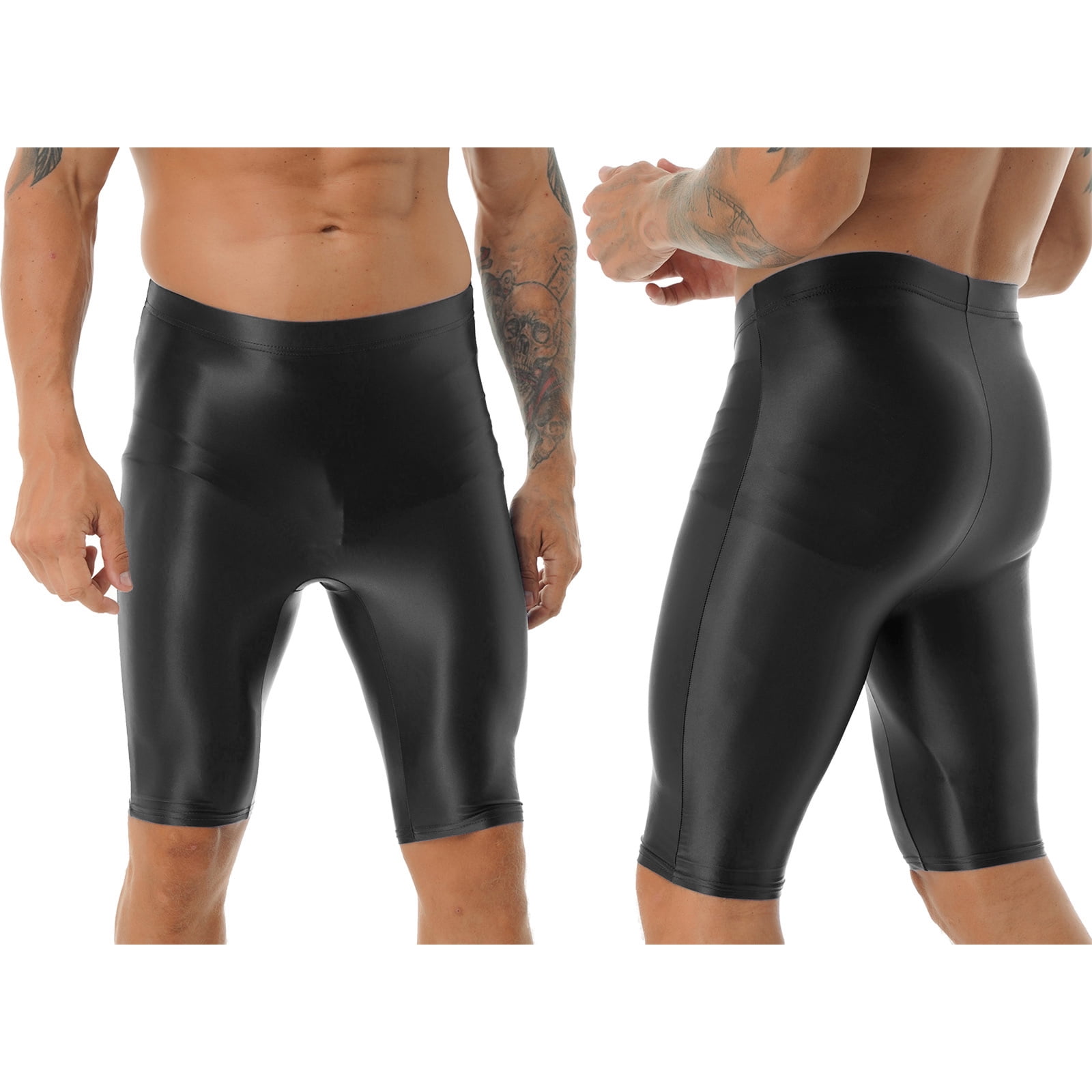 iiniim Men's Dry Fit Running Compression Tight Sport Short Pants Shiny ...