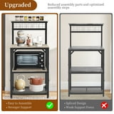 Capri Kitchen Bakers Rack with Storage Shelves and 4 Hooks, Small 4 Tiers Coffee Bar Table ...