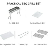 "Outsunny 28"" Large Outdoor Stainless Steel Portable Folding Charcoal BBQ Grill Set" - Walmart.com