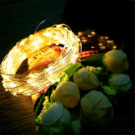 5m 50 LED Silver Wire String Light Lamp 3AA Battery Box With Remote ...