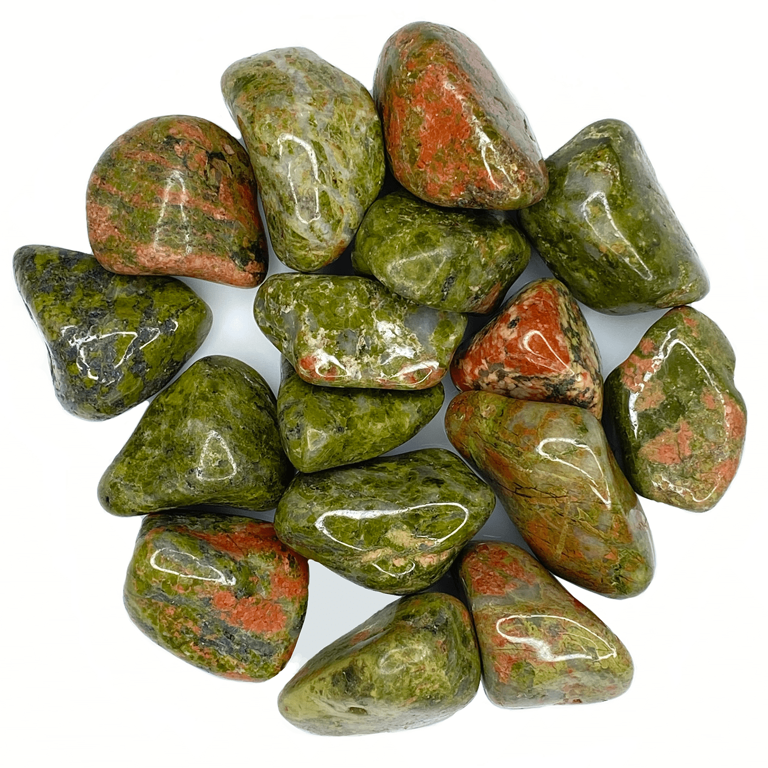 Bulk Tumbled Stone - Large - Green Unakite from South Africa Weight: 3 ...