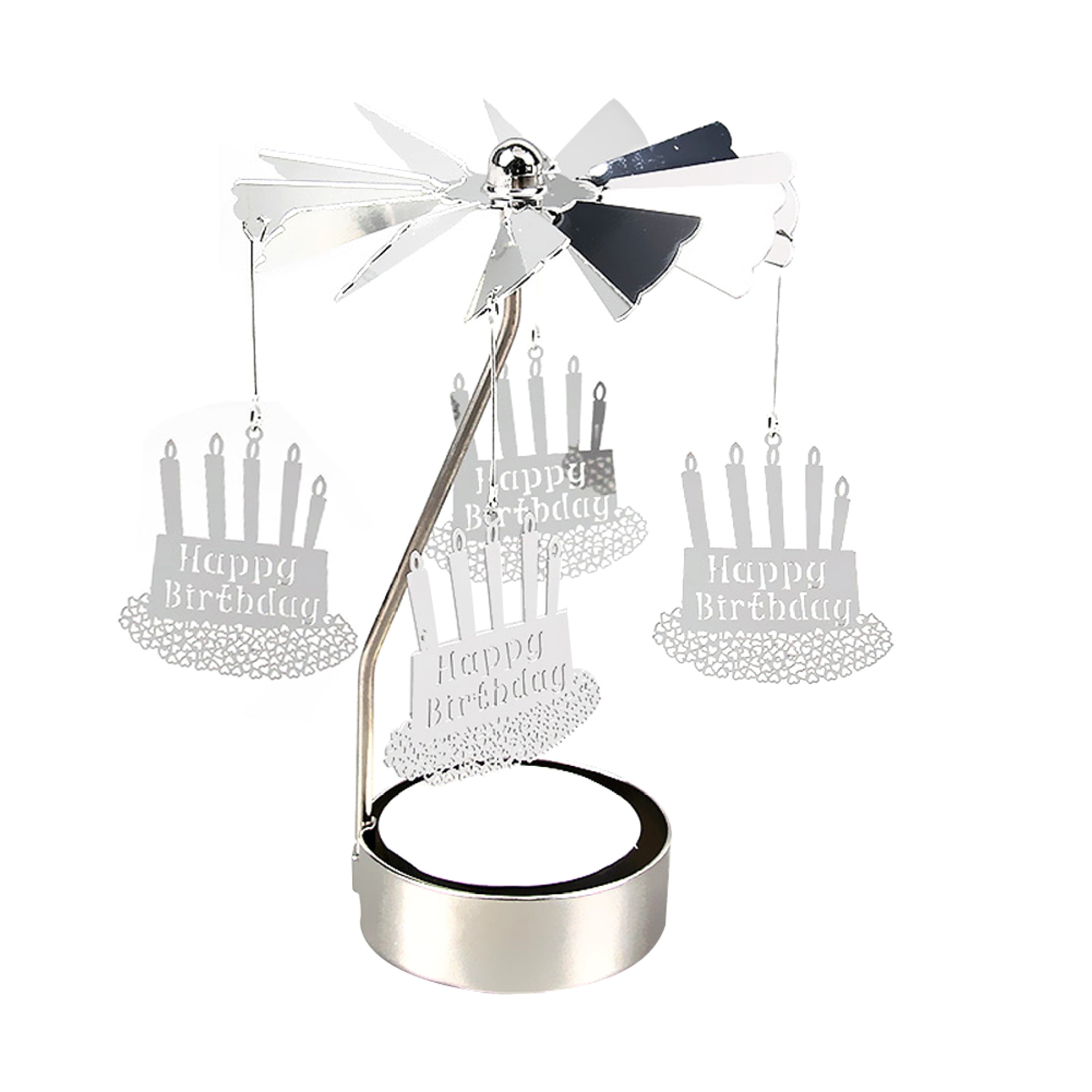 EUBUY Silver Candlesticks Rotating(Happy Birthday)Romantic Rotation ...