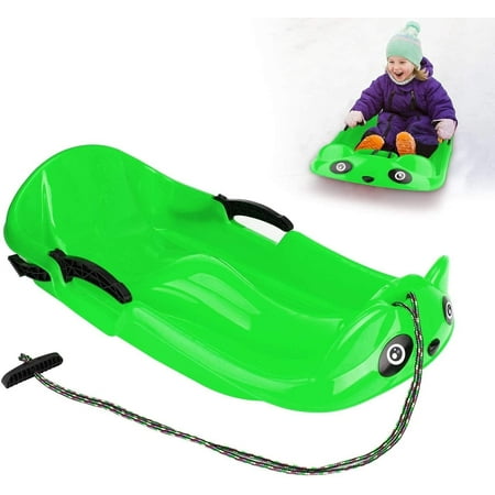 Downhill Toboggan Snow Sled with Hand Brakes & Anti-Slip Foot Panels ...