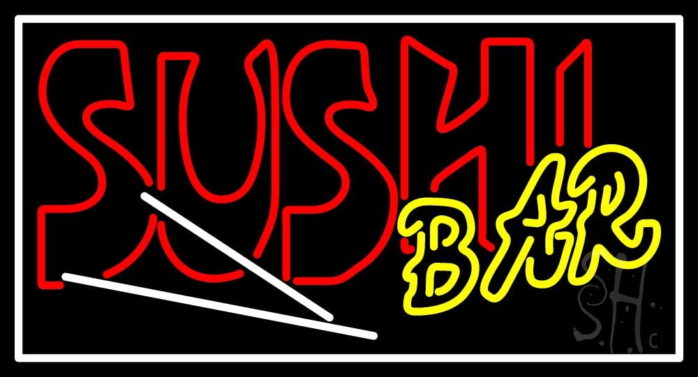 Double Stroke Sushi Bar LED Neon Sign 13 x 24 - inches, Clear Edge Cut ...