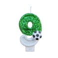 6PC Decorations for home Soccer Number Candles 0-9 Glitter Green ...