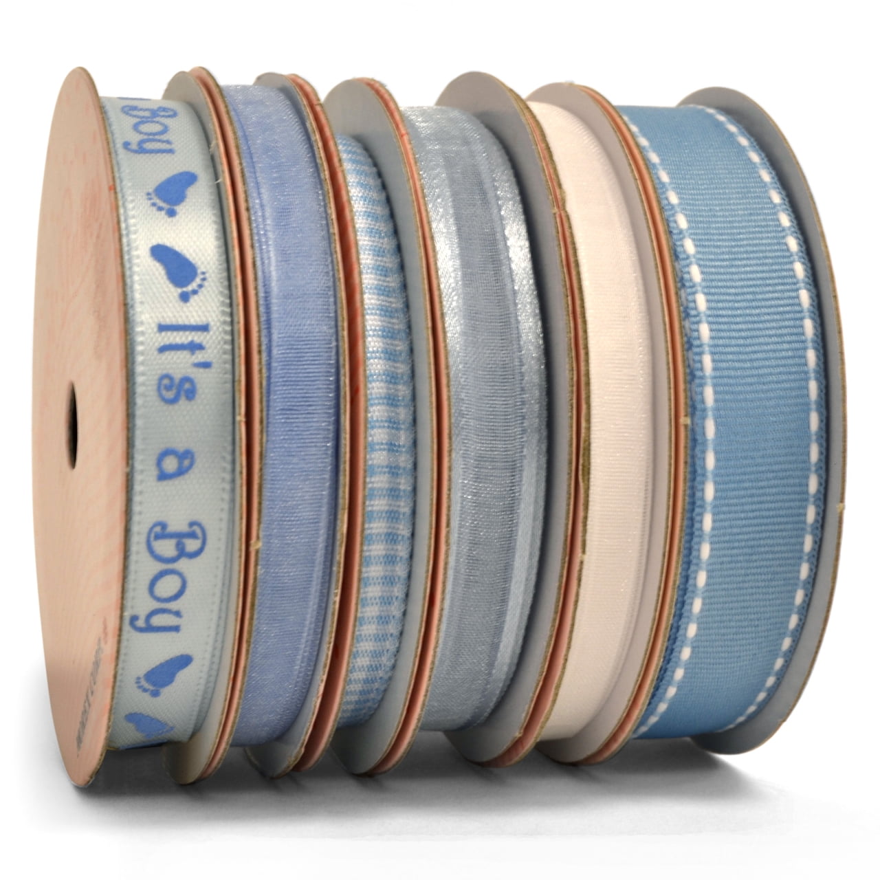 Morex Ribbon, 6-Pack Sweet Petite Ribbon Baby Boy, Light Blue and White ...