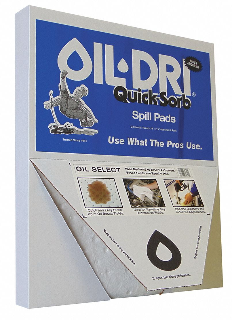 Oil-Dri Absorb Pad,Oil-Based Liquids,White,PK20 L70320 - Walmart.com