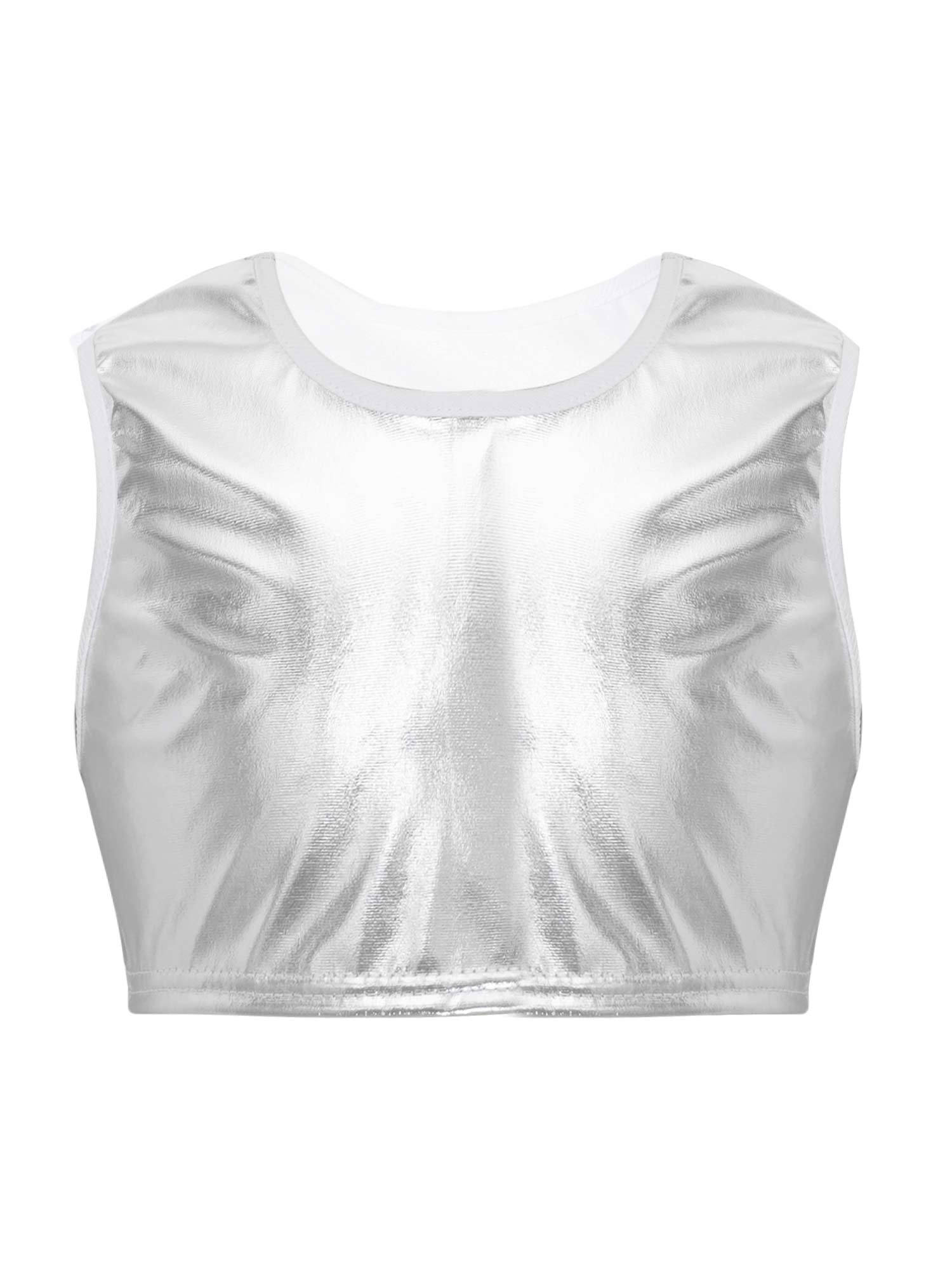 iiniim Girls Shiny Sequins Performance Crop Tops Kids Sleeveless Hip ...