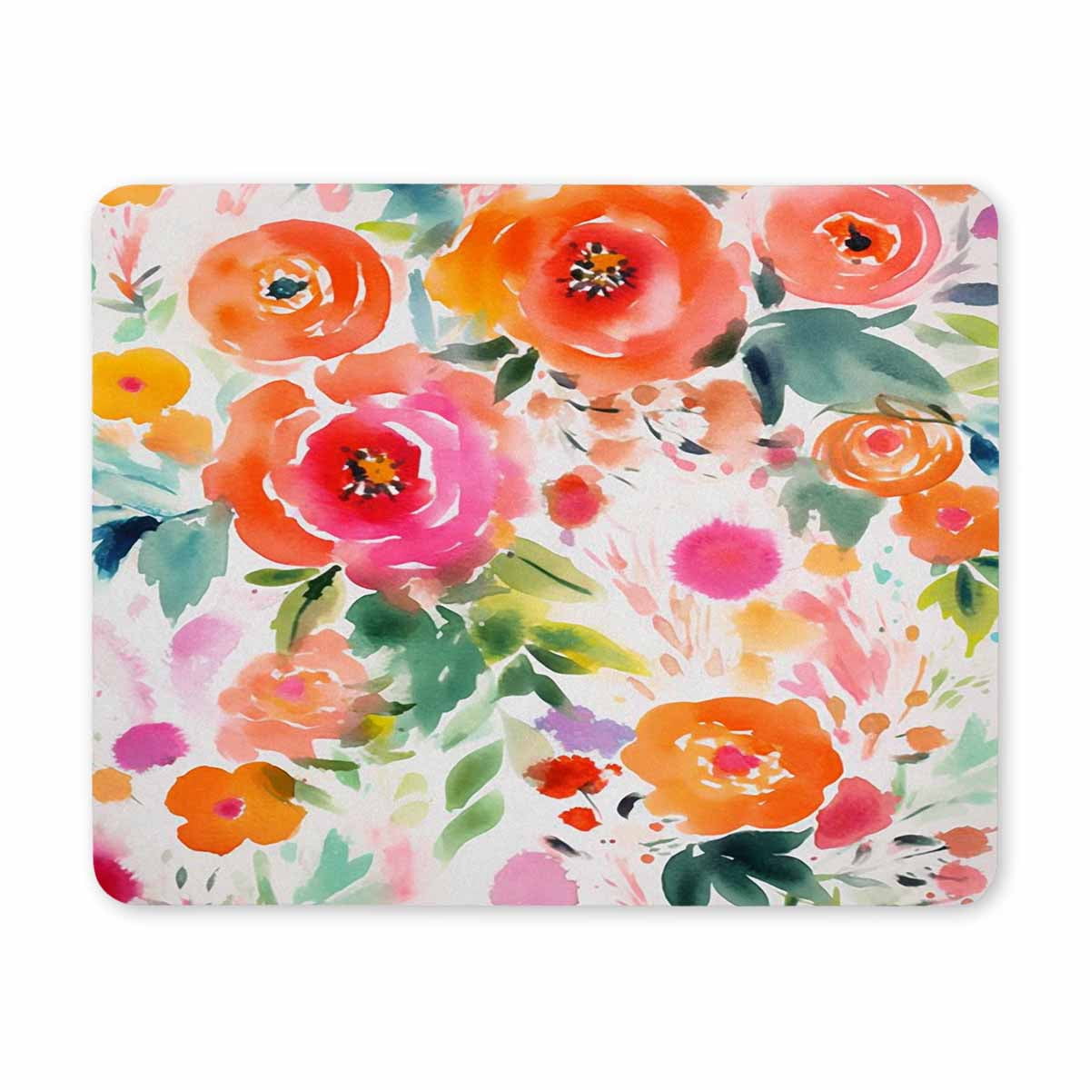 Square Mouse Pad Flower, Watercolor Rose Floral Premium-Textured Custom ...