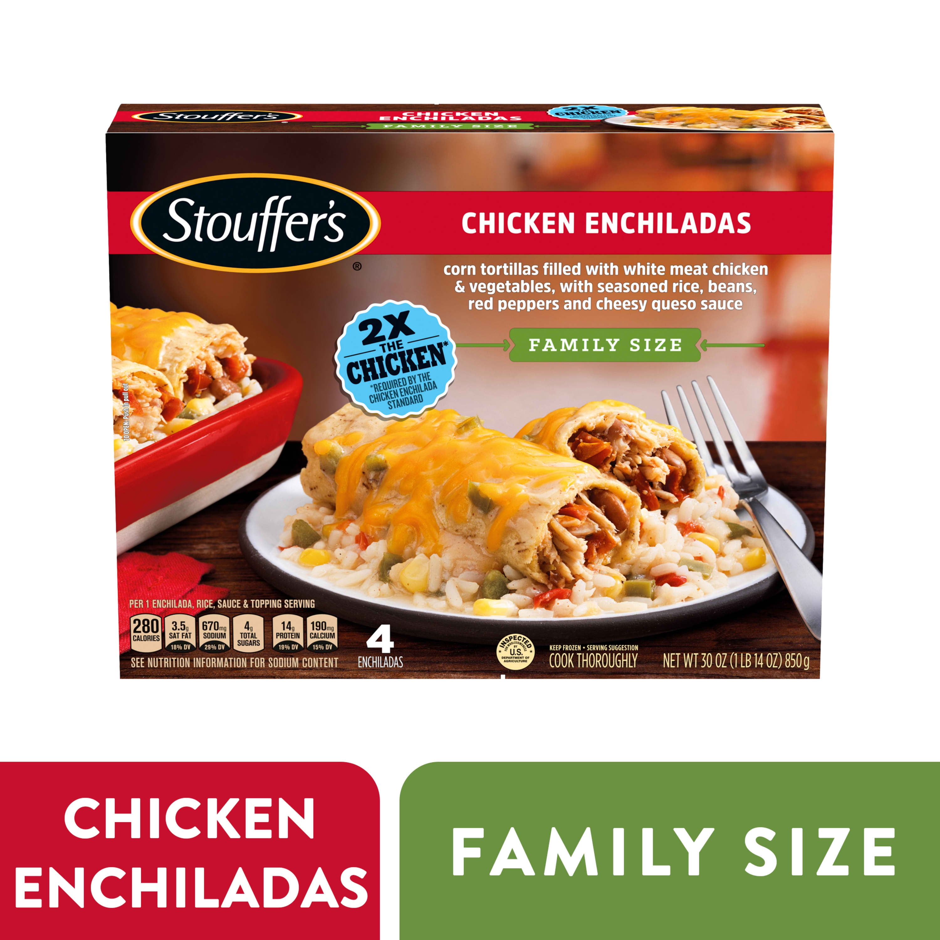 Stouffer's Chicken Enchiladas Family Size Frozen Meal, 30 oz (Frozen ...
