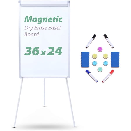 Easel Stand Whiteboard, 36x24 inch Magnetic Tripod Dry Erase Board ...